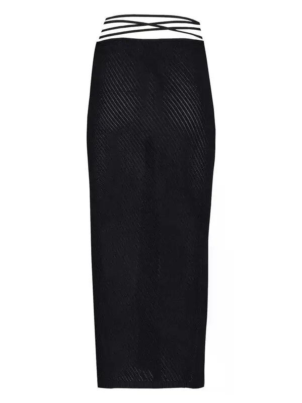 LANEUS Pointelle-knit Maxi Wrap Skirt
