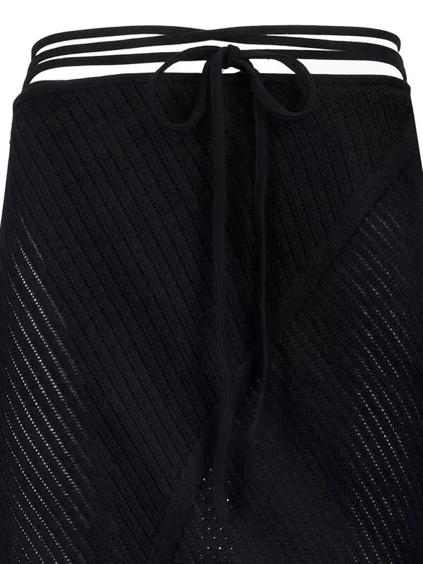 LANEUS Pointelle-knit Maxi Wrap Skirt