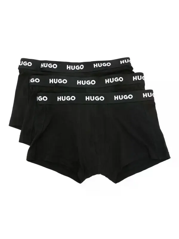 Hugo Pack Of Three Logo-waistband Boxer Briefs - Black