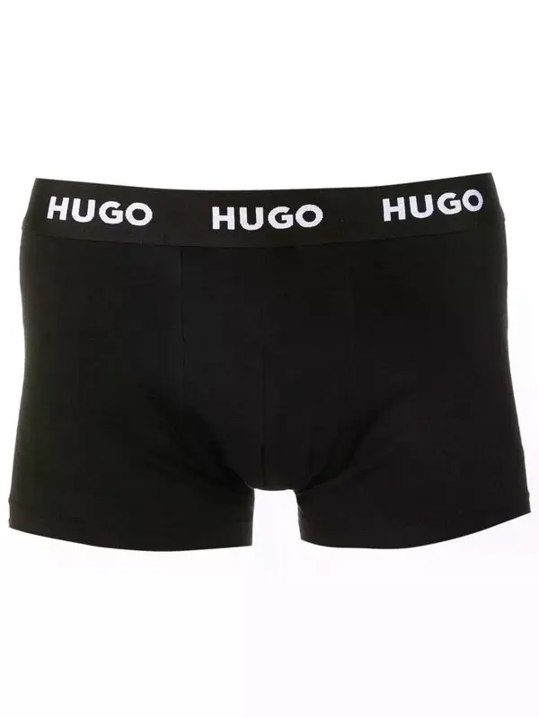Hugo Pack Of Three Logo-waistband Boxer Briefs - Black