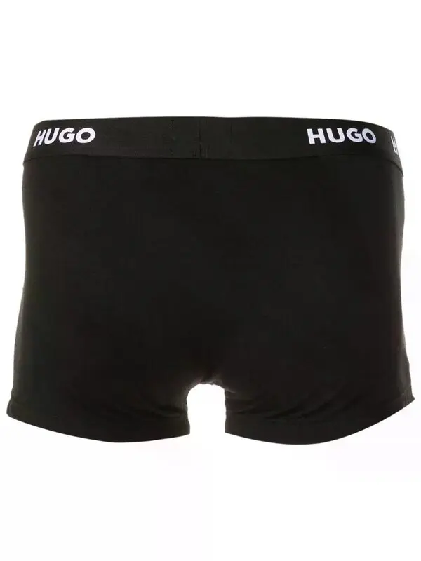 Hugo Pack Of Three Logo-waistband Boxer Briefs - Black