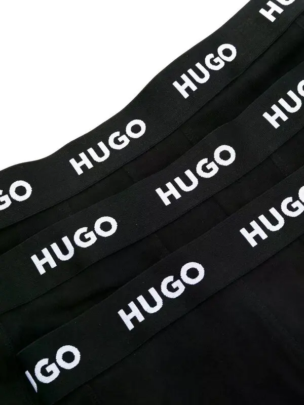 Hugo Pack Of Three Logo-waistband Boxer Briefs - Black