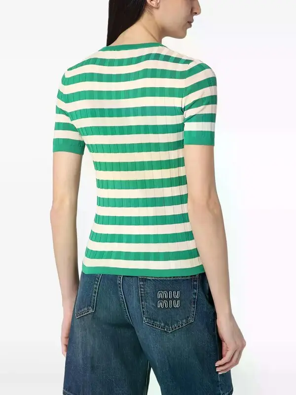 ROBERTO COLLINA Striped Ribbed T-shirt
