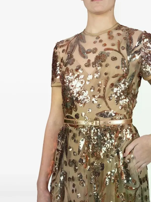 elie saab tulle embroidered midi dress ELIE SAAB