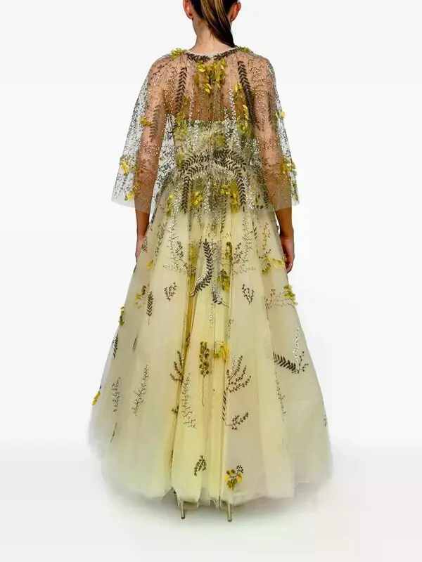 Monique Lhuillier Floral-Embroidered Women Jacket - Yellow