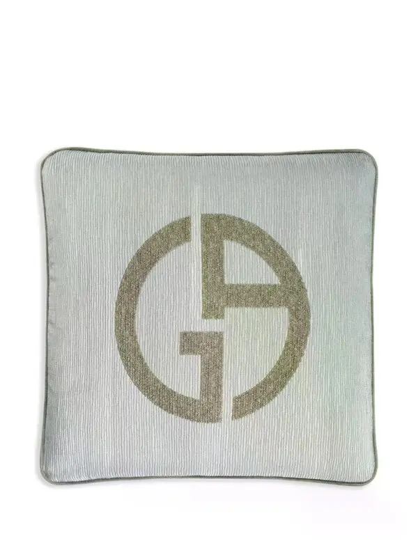 ARMANI/CASA Logo-embroidered Cushion - Blue