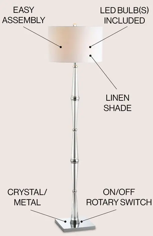 JONATHAN Y Francine 60" Crystal Led Floor Lamp