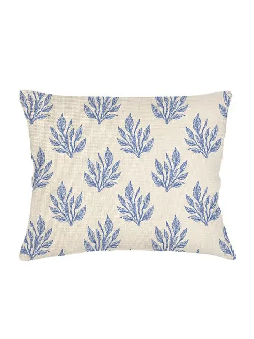 Anaya Sea Floral Linen Dutch Euro Pillow With Down Insert - Blue