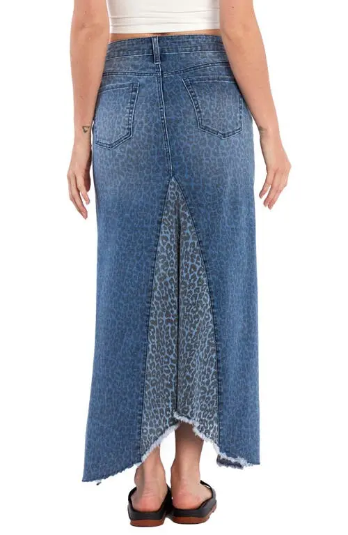 WASH LAB DENIM Selma Animal Print Denim Skirt