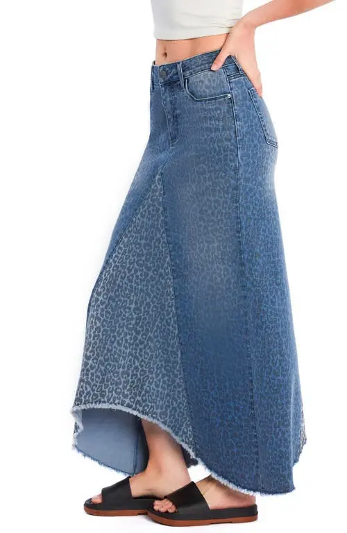 WASH LAB DENIM Selma Animal Print Denim Skirt