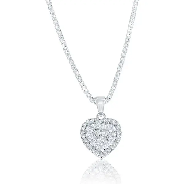 DONATELLO GIAN Crystal Halo Heart Necklace - Silver