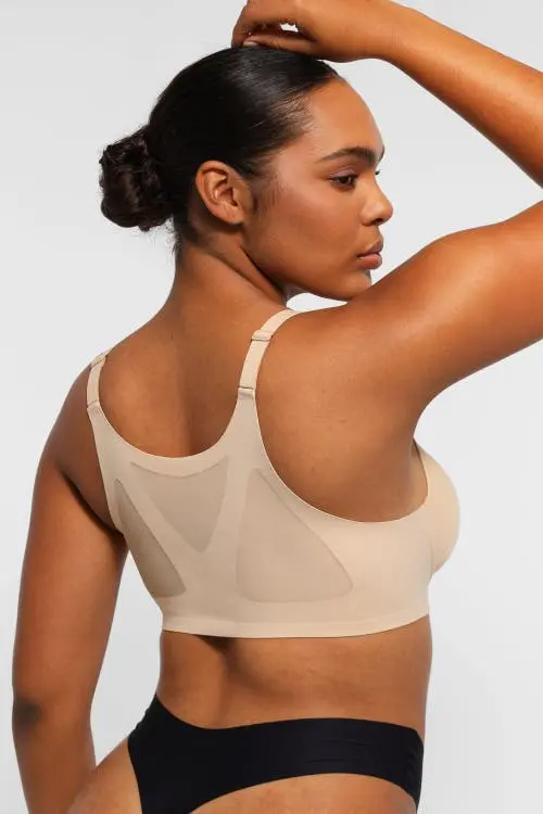 SHAPELLX Wireless Front-hook Back Smooth Bra - Warm Sand