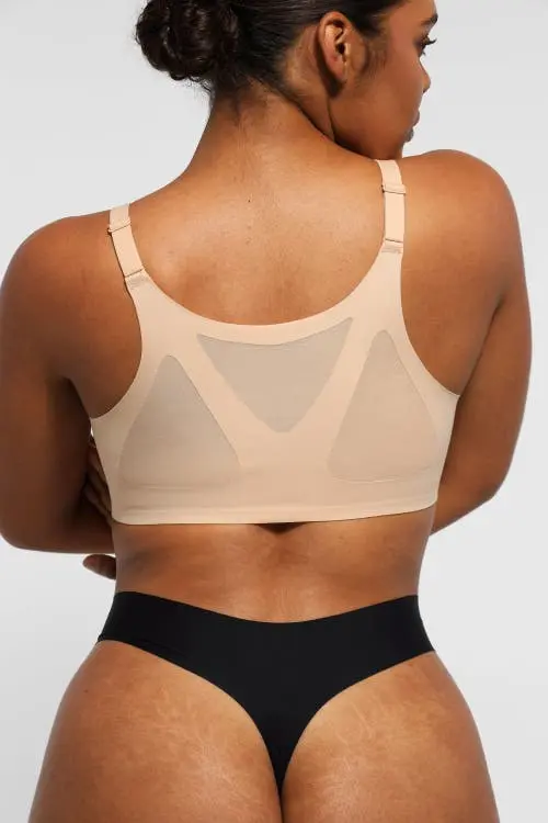 SHAPELLX Wireless Front-hook Back Smooth Bra - Warm Sand