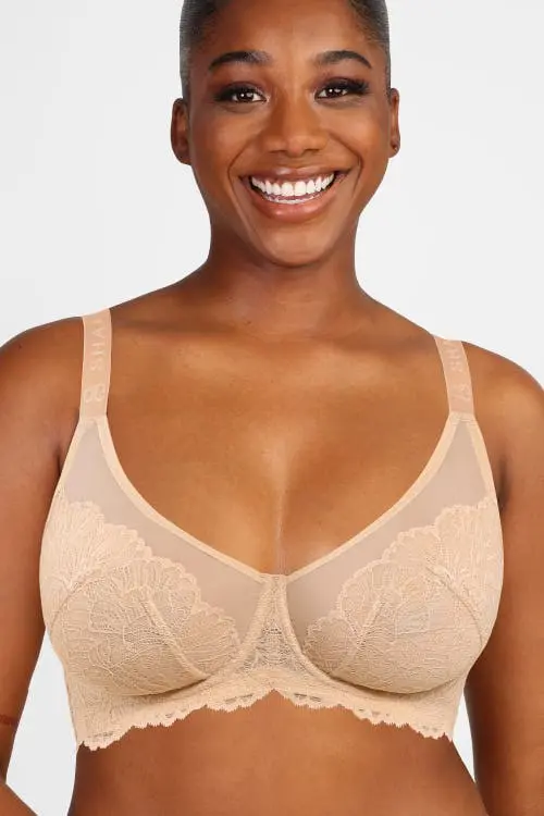 SHAPELLX Supportive Unlined Lace Underwired Bra - Khaki Beige