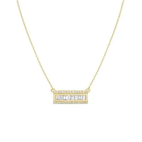 MAZIN JEWELS Baguette Bar Necklace - Gold