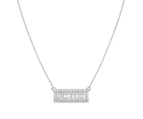 MAZIN JEWELS Baguette Bar Necklace - Silver