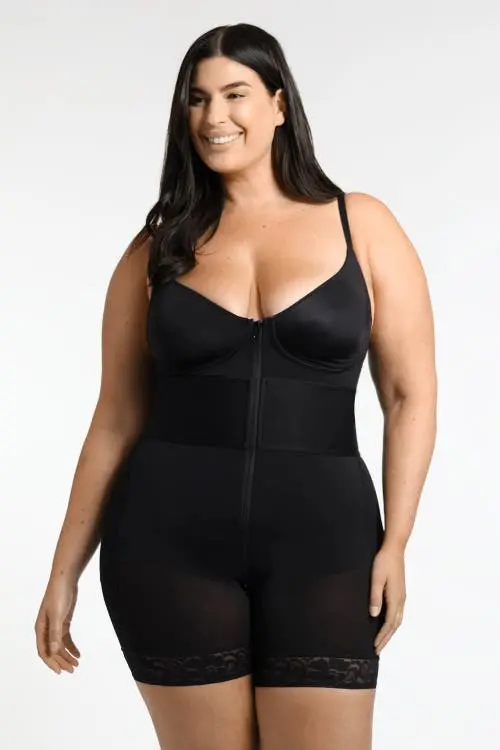 SHAPELLX Airslim Elasticfuse Waistband Shaping Bodysuit - Black