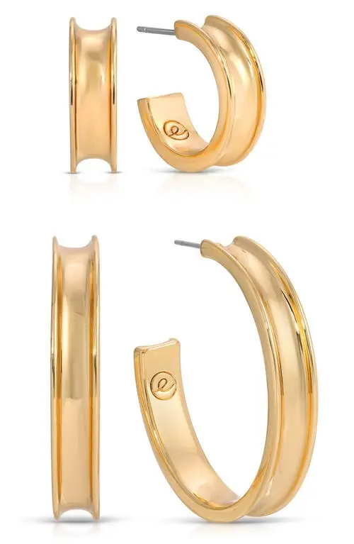 Ettika Groove Hoop Earrings Set - Gold