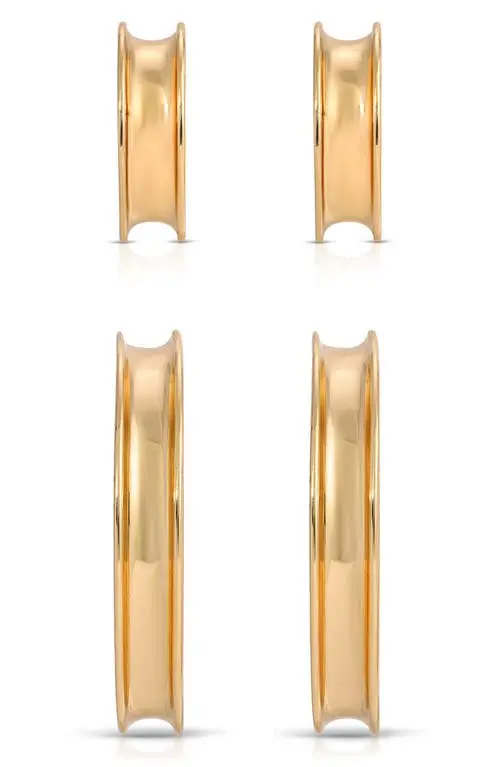 Ettika Groove Hoop Earrings Set - Gold