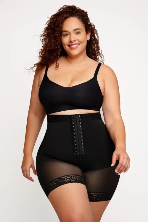 SHAPELLX Airslim 2-in-1 High-waisted Booty Lift Shaper Shorts - Jet Black
