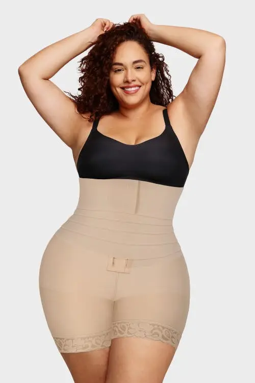 SHAPELLX Airslim 2-in-1 High-waisted Booty Lift Shaper Shorts - Warm Khaki