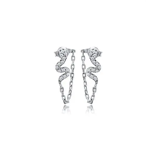 MAZIN JEWELS Pavé Snake Chain Earrings - Silver