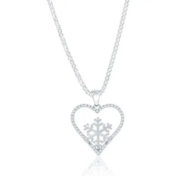 DONATELLO GIAN Snowflake Heart Pendant Necklace - Silver