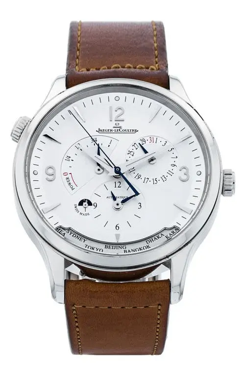 WATCHFINDER & CO. Jaeger-lecoultre Master Control Geographic Leather Strap Watch - Silver