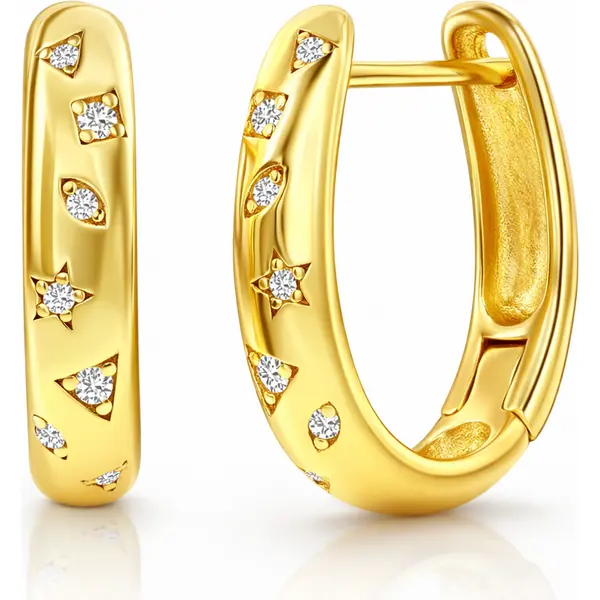DONATELLO GIAN Crystal Huggie Earrings - Gold
