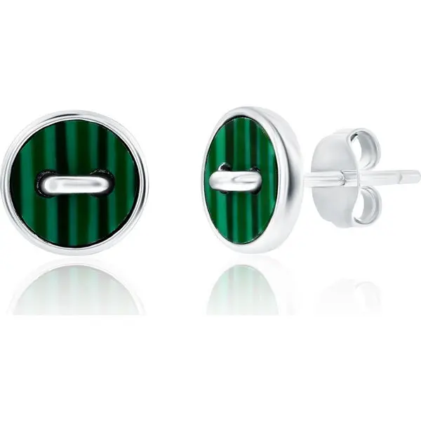 DONATELLO GIAN Name' Sterling Silver Malachite Stud Earrings - Green