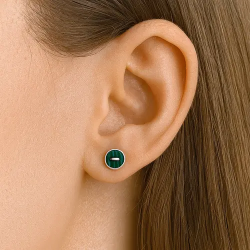 DONATELLO GIAN Name' Sterling Silver Malachite Stud Earrings
