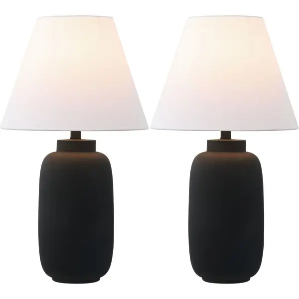 JONATHAN Y Elinore 24.5" Minimalist Scandinavian Resin/iron Ginger Jar Led Table Lamp - Matte Black