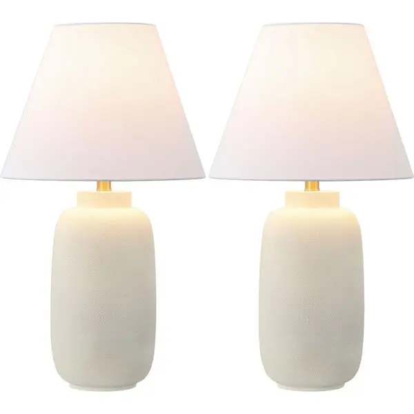 JONATHAN Y Elinore 24.5" Minimalist Scandinavian Resin/iron Ginger Jar Led Table Lamp - Matte Cream