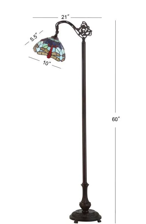 JONATHAN Y Dragonfly Tiffany-style 60" Arched Led Floor Lamp