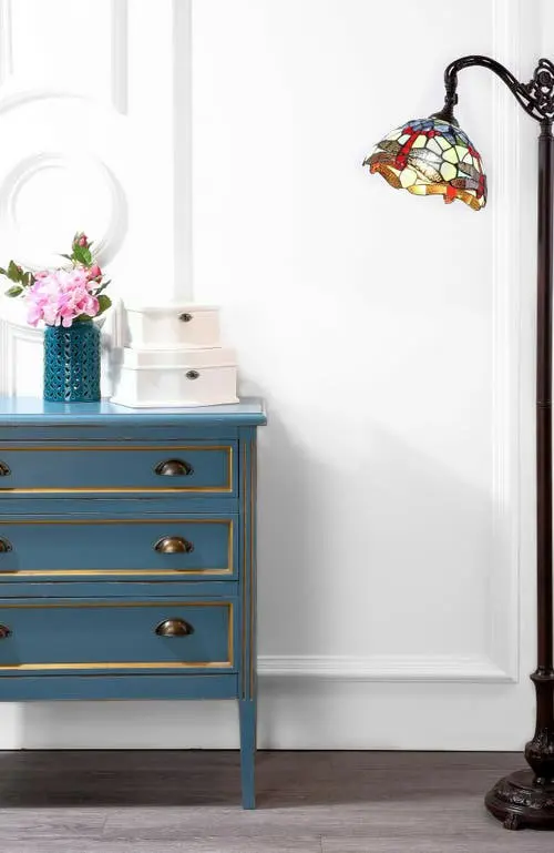 JONATHAN Y Dragonfly Tiffany-style 60" Arched Led Floor Lamp