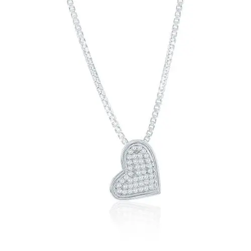 DONATELLO GIAN Name' Crystal Heart Necklace - Silver
