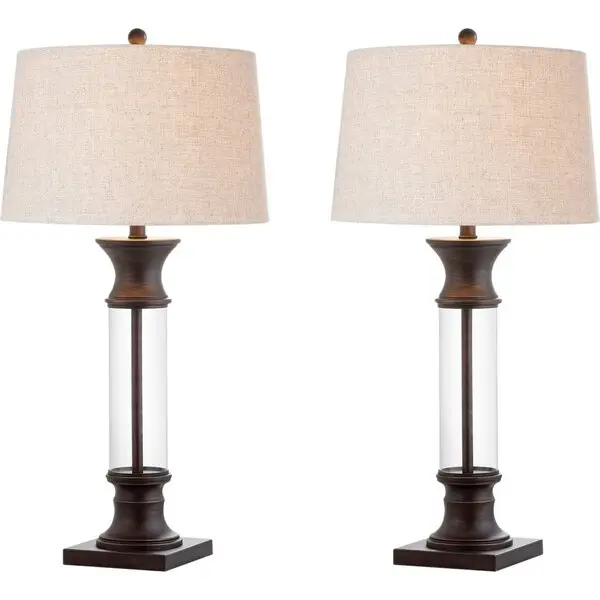 JONATHAN Y Hunter 32" Metal/glass Led Table Lamp - Bronze/clear