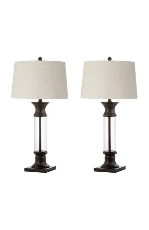 JONATHAN Y Hunter 32" Metal/glass Led Table Lamp - Bronze/clear