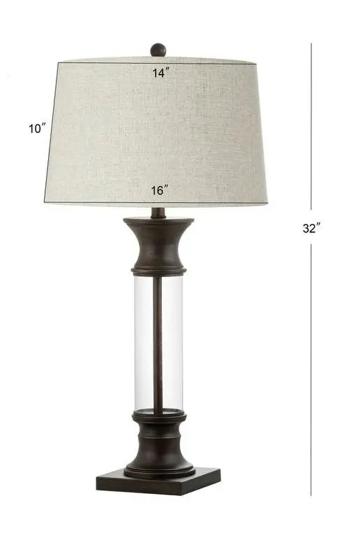 JONATHAN Y Hunter 32" Metal/glass Led Table Lamp - Bronze/clear