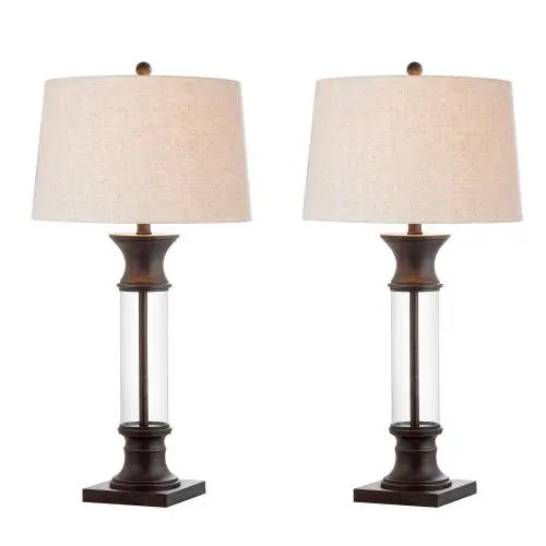 JONATHAN Y Hunter 32" Metal/glass Led Table Lamp - Bronze/clear