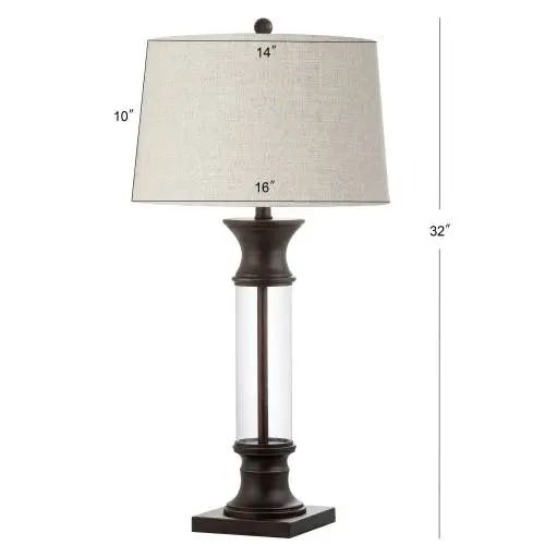 JONATHAN Y Hunter 32" Metal/glass Led Table Lamp - Bronze/clear
