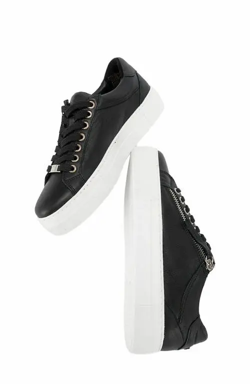 FOREVER & ALWAYS SHOES Beryl Leather Sneakers - Black Leather