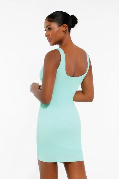 POPILUSH Shapewear Modal Sculpting Mini Dress - Light Blue