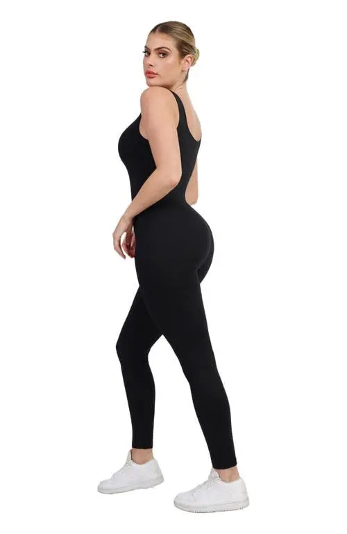 POPILUSH Shapewear Thigh Slimming Workout Jumpsuit - Midnight Black