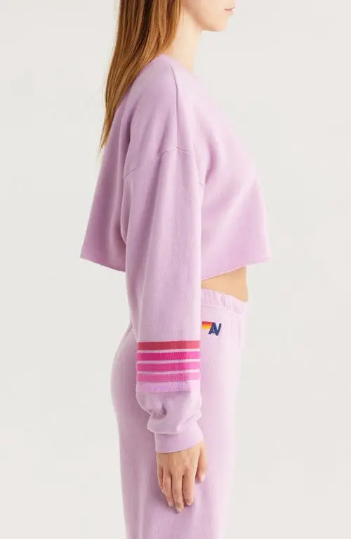 Aviator Nation Rugby Stitch Crop Sweatshirt - Mauve