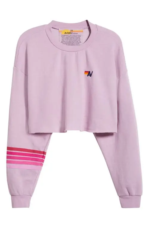 Aviator Nation Rugby Stitch Crop Sweatshirt - Mauve