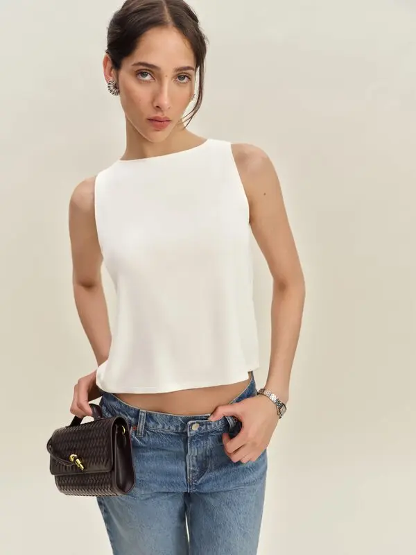 REFORMATION Pears Knit Top Sleeveless High Neck