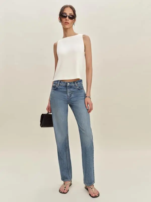 REFORMATION Pears Knit Top Sleeveless High Neck