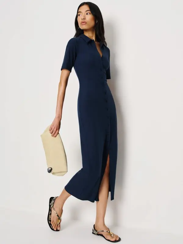 REFORMATION Aiden Knit Midi Dress - Navy