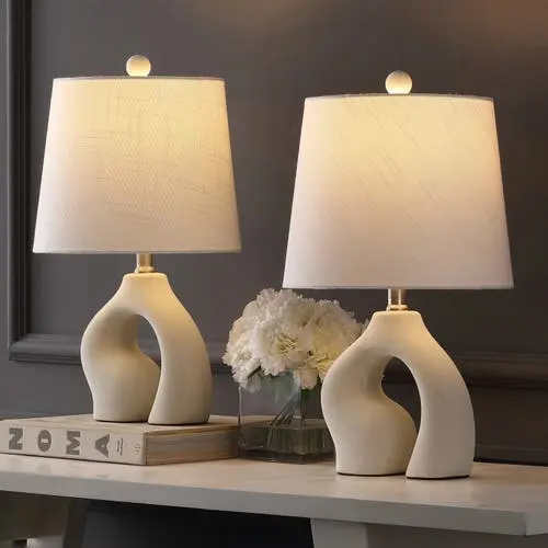 JONATHAN Y Tula 19" Scandinavian Minimalist Ceramic Arch Led Table Lamp